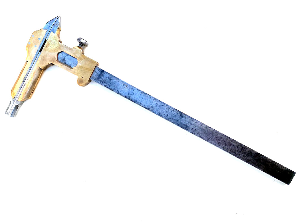 Antique Bronze & Steel Vernier Caliper