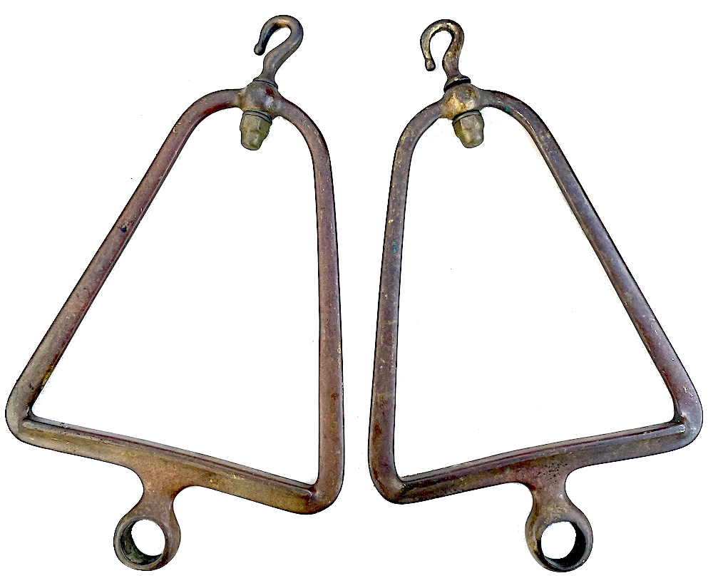 Pair of Large Antique Bronze Stirrup Brackets