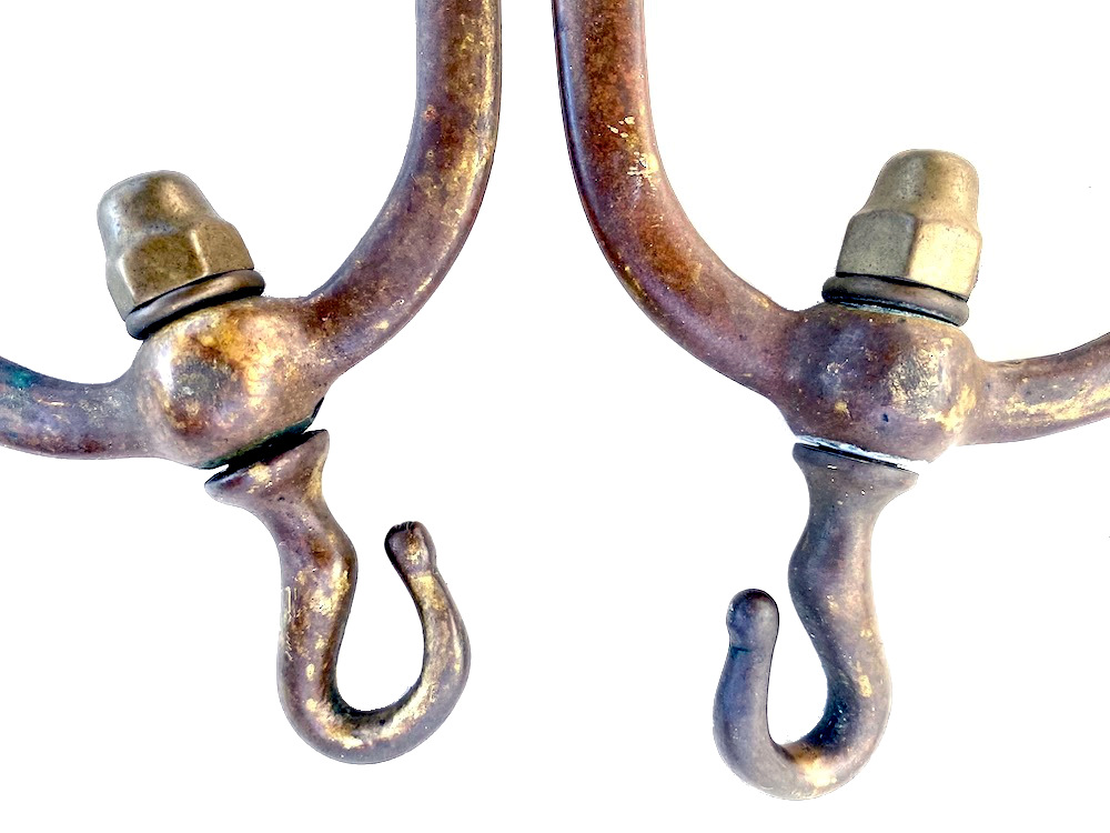 Pair of Large Antique Bronze Stirrup Brackets