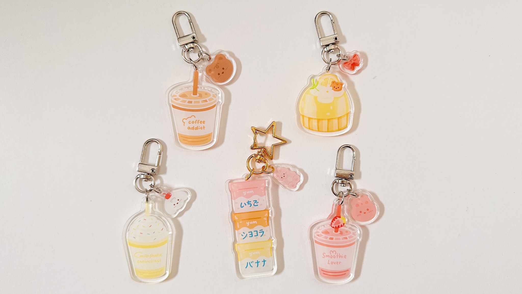 Rabbit + Yogurt or Ice Cream Acrylic Keychain