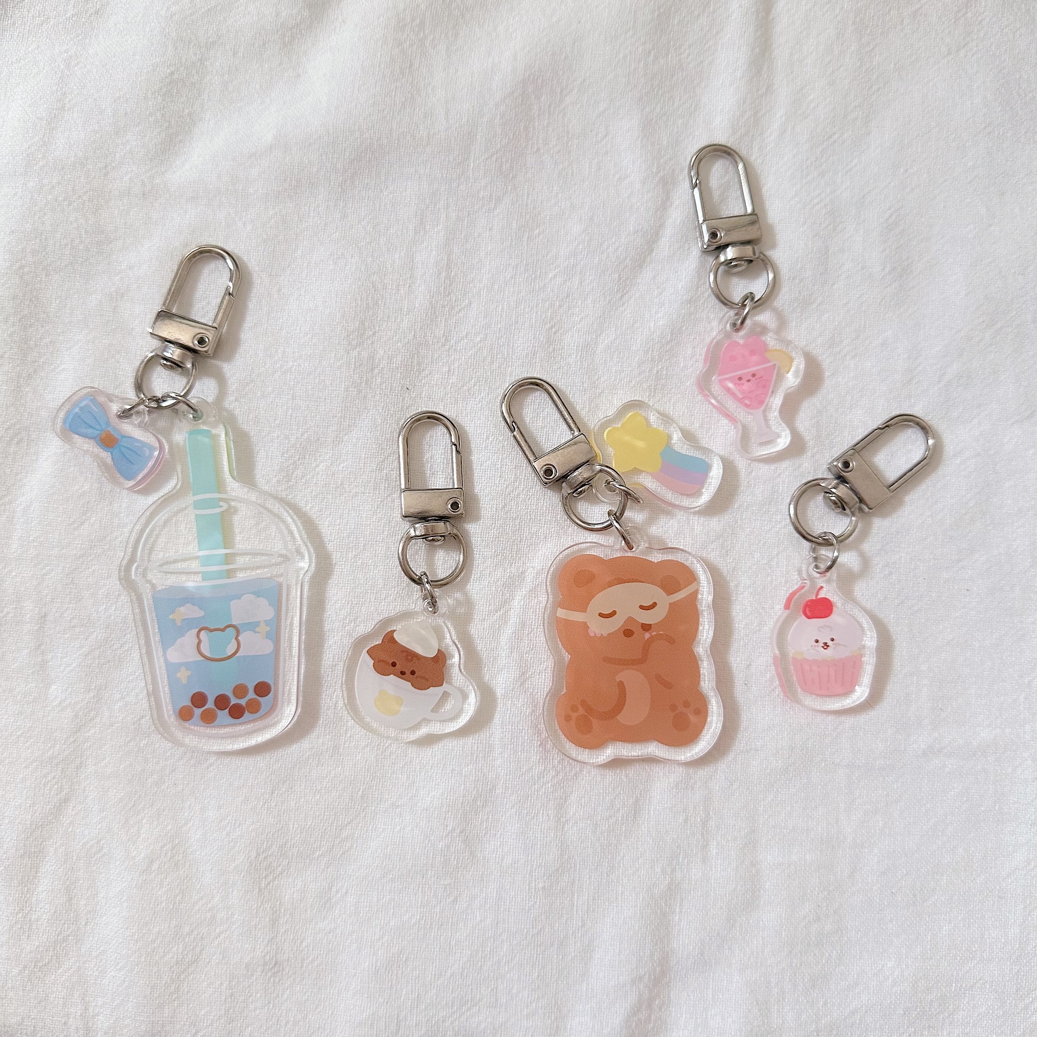 Clouds Boba Tea X Fruit Tea Double-sided Combination Keychain