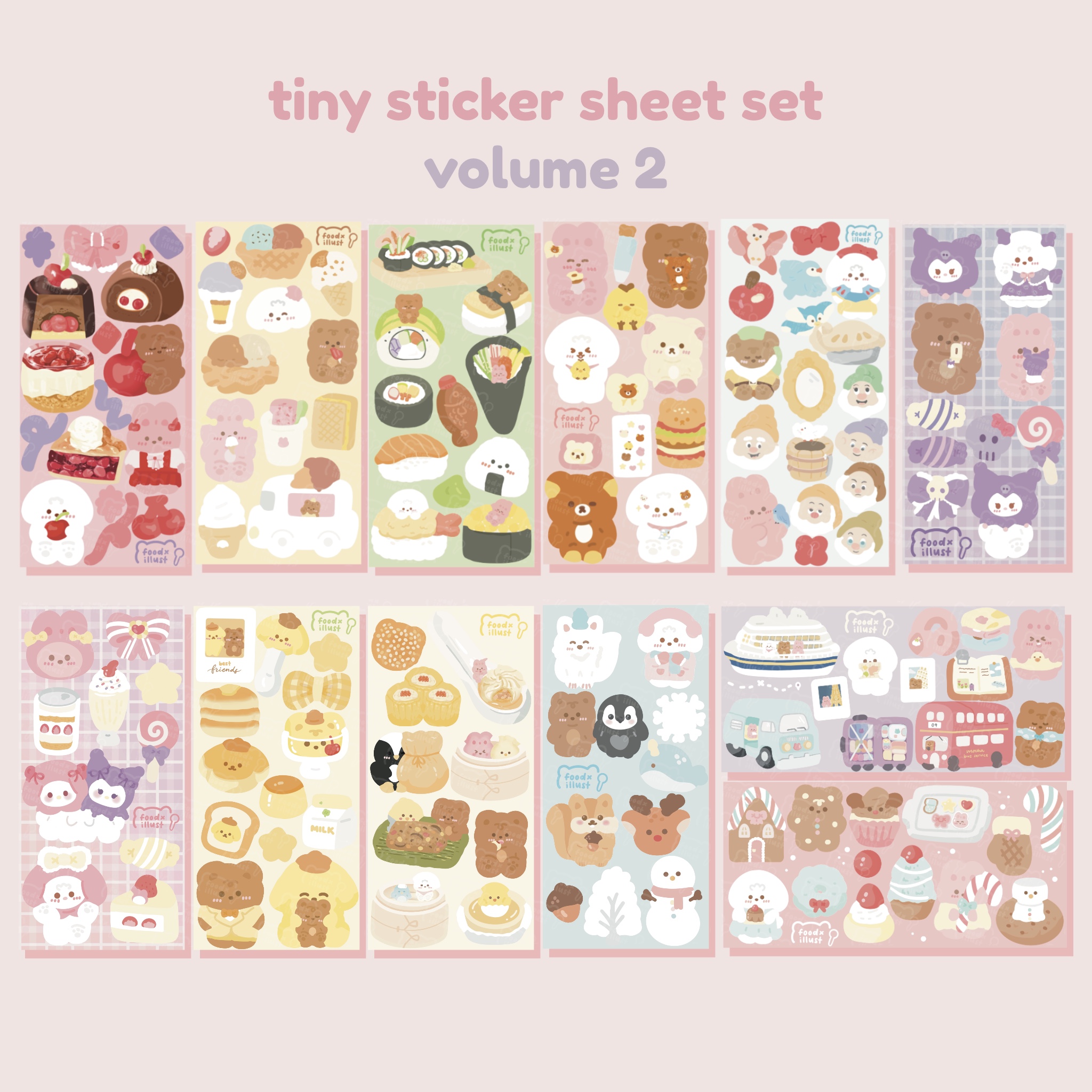 Tiny Sticker Sheet Full Set (Vol1 & Vol2)