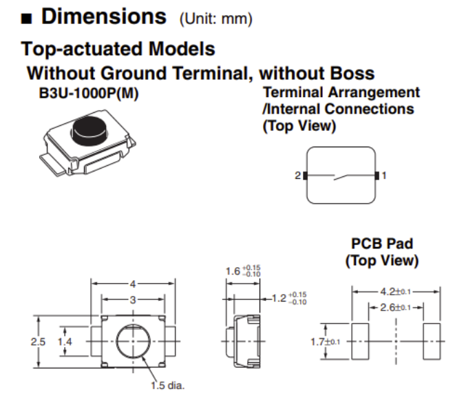 B3U-1000P Tactile Button