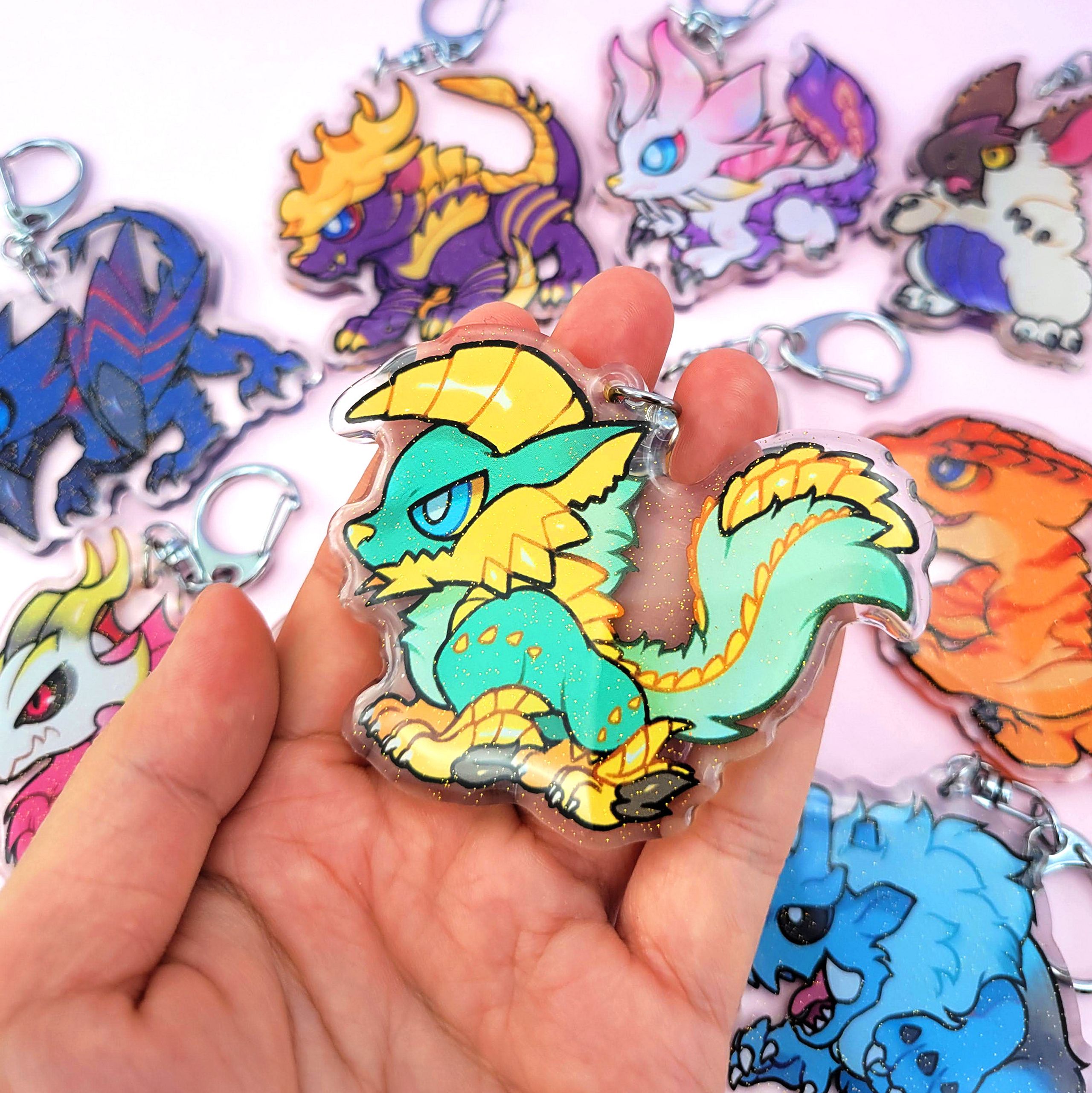 MHR large monster glitter acrylic keychain V2