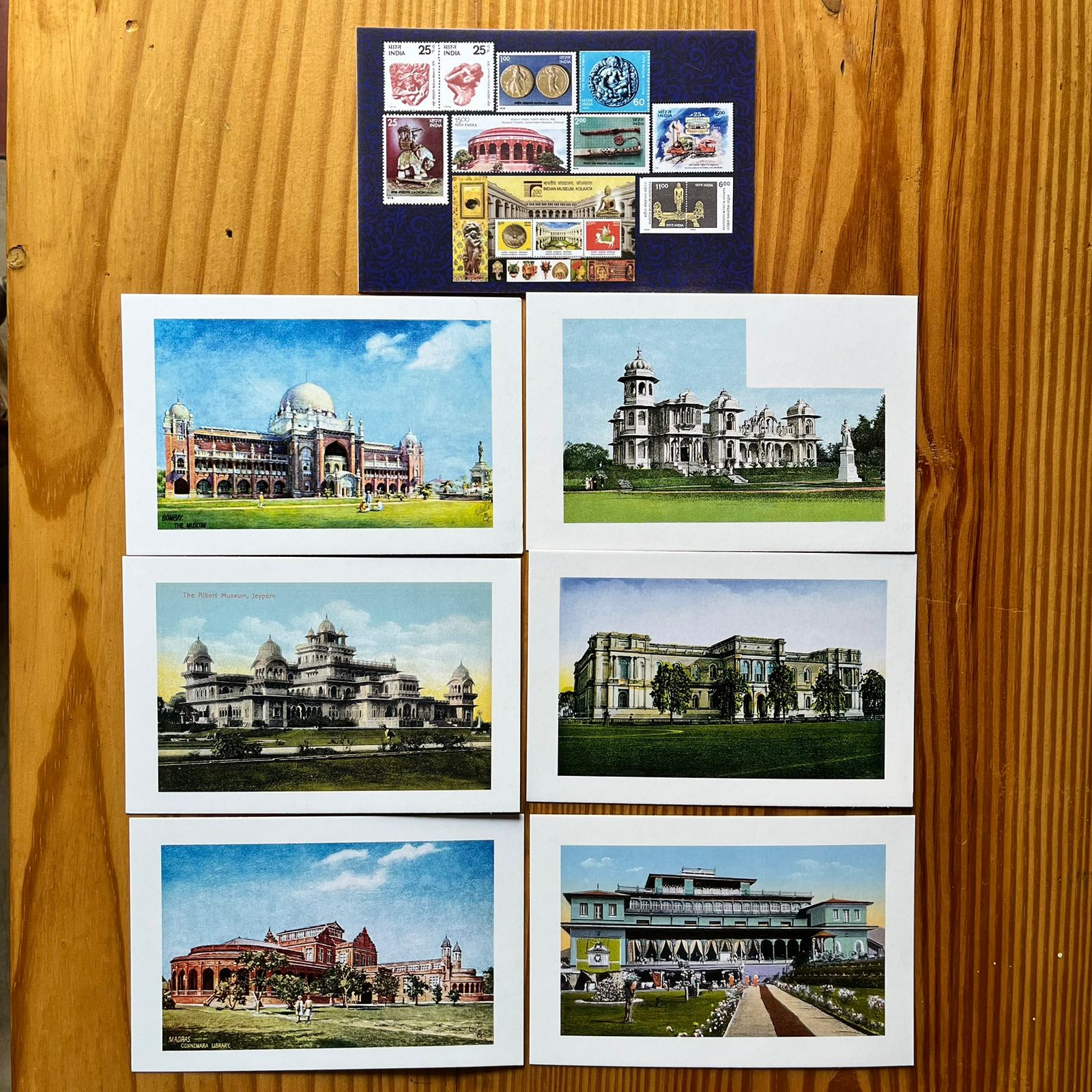 MUSEUMS OF INDIA - VINTAGE - 7 POSTCARDS