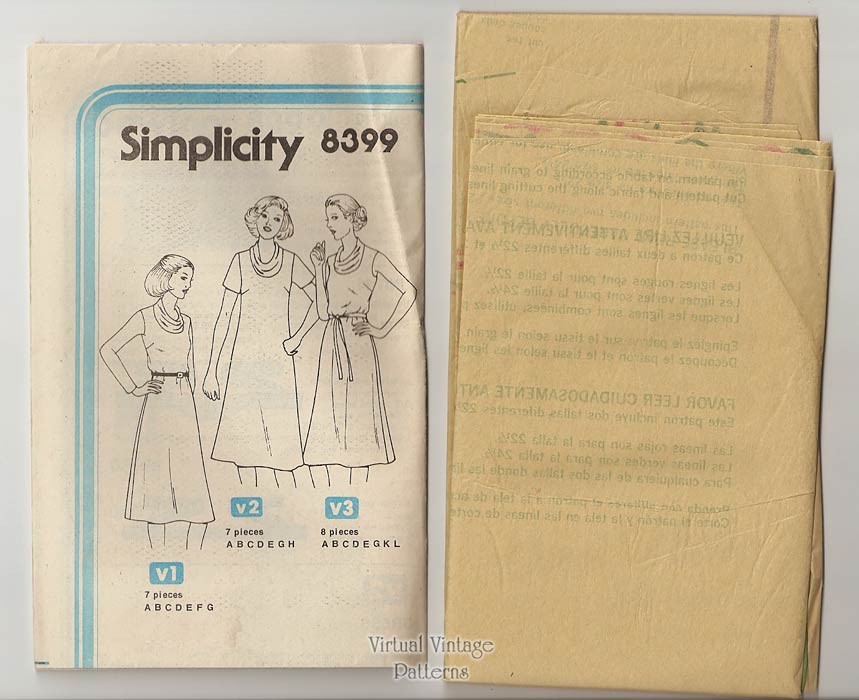 70s Cowl Neck Dress Pattern, Simplicity 8399
