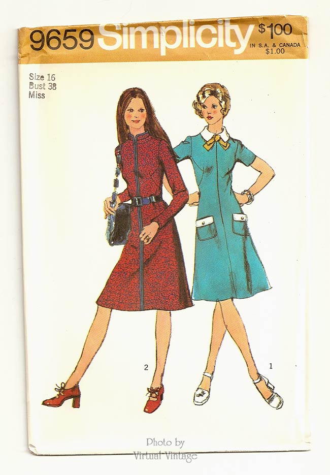 1970s Dress Sewing Pattern, Simplicity 9659 | Virtual Vintage