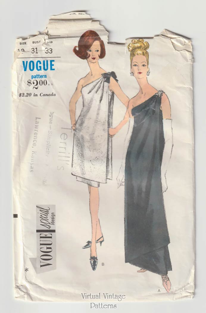 One Shoulder Evening Dress Pattern, Vogue Special Design 6596