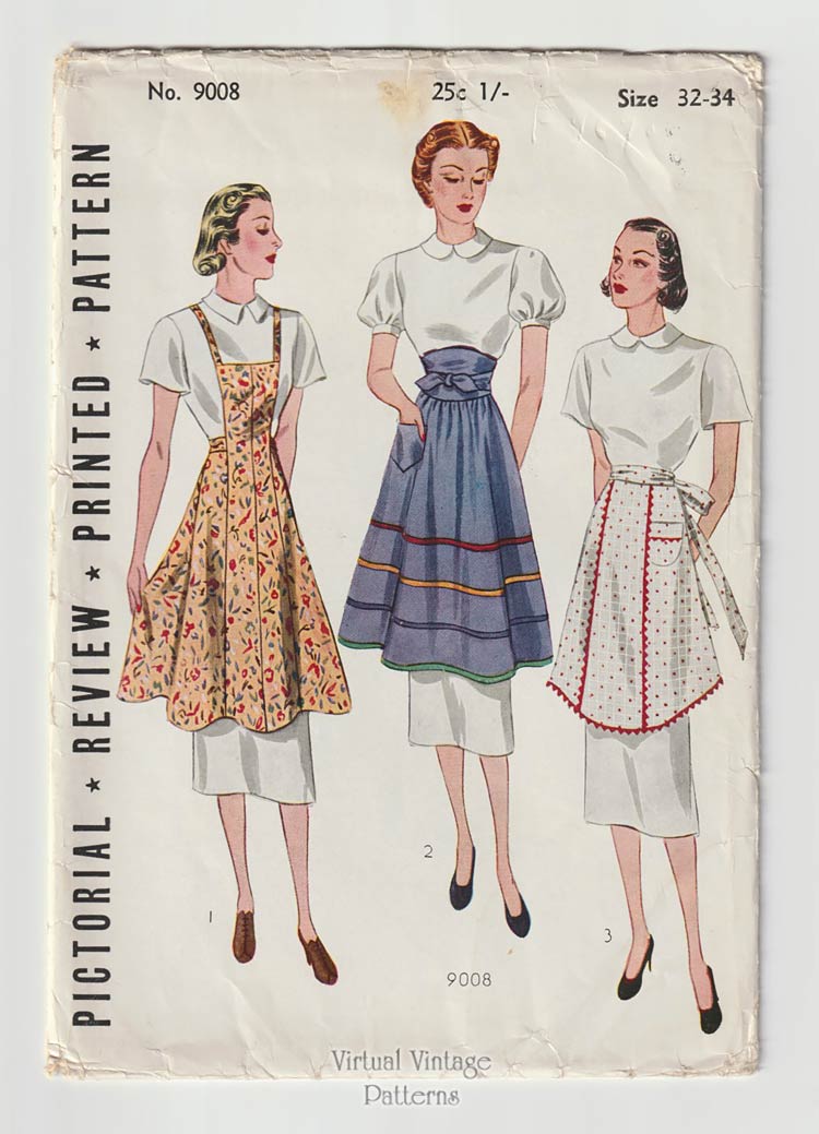 Pictorial Review Pattern 9008, 1930s Apron | Virtual Vintage