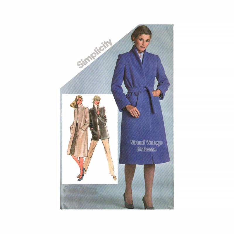 Womens Lined Coat Pattern, Simplicity 9825, Bust 36