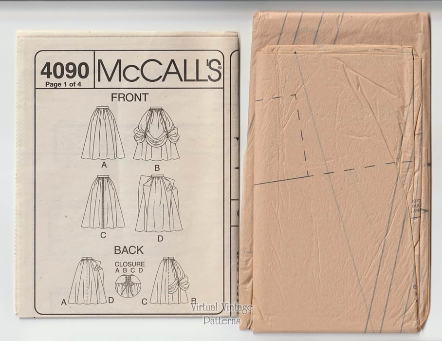 Renaissance Skirt Pattern, McCall's 4090, 10-16, Uncut