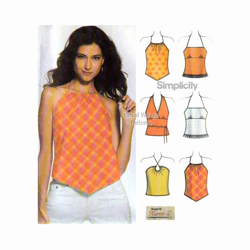 Easy Halter Top Pattern, Simplicity 5057, 12 to 20, Uncut