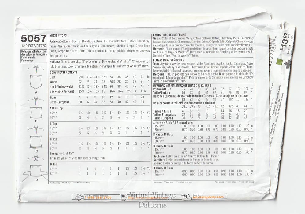 Easy Halter Top Pattern, Simplicity 5057, 12 to 20, Uncut