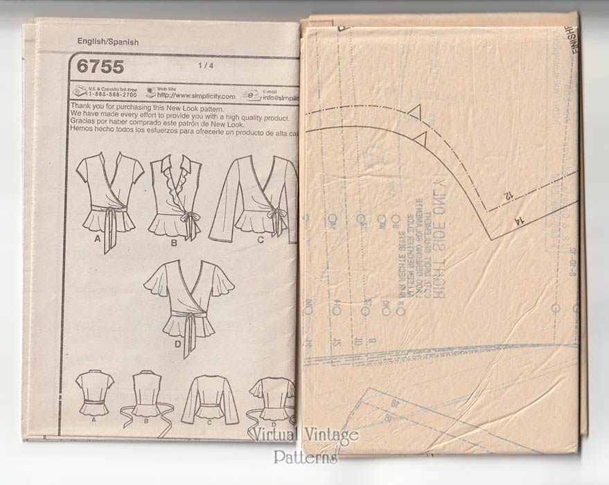 Easy Wrap Top Sewing Pattern, New Look 6755, 8-18