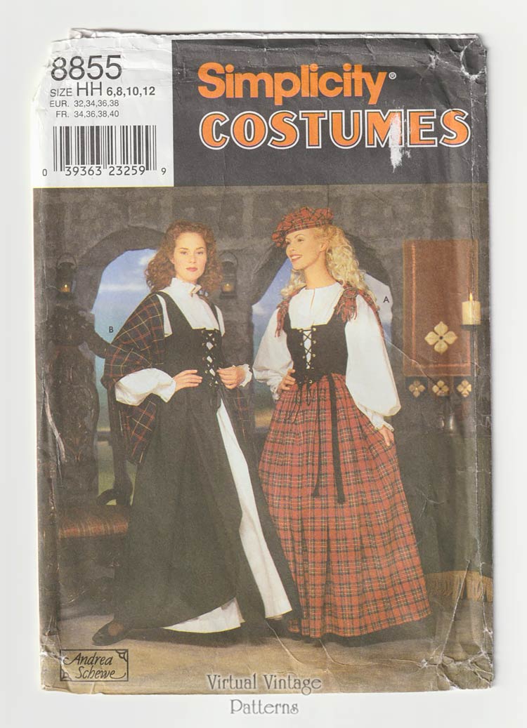 Womens Renaissance Costume Pattern, Simplicity 8855