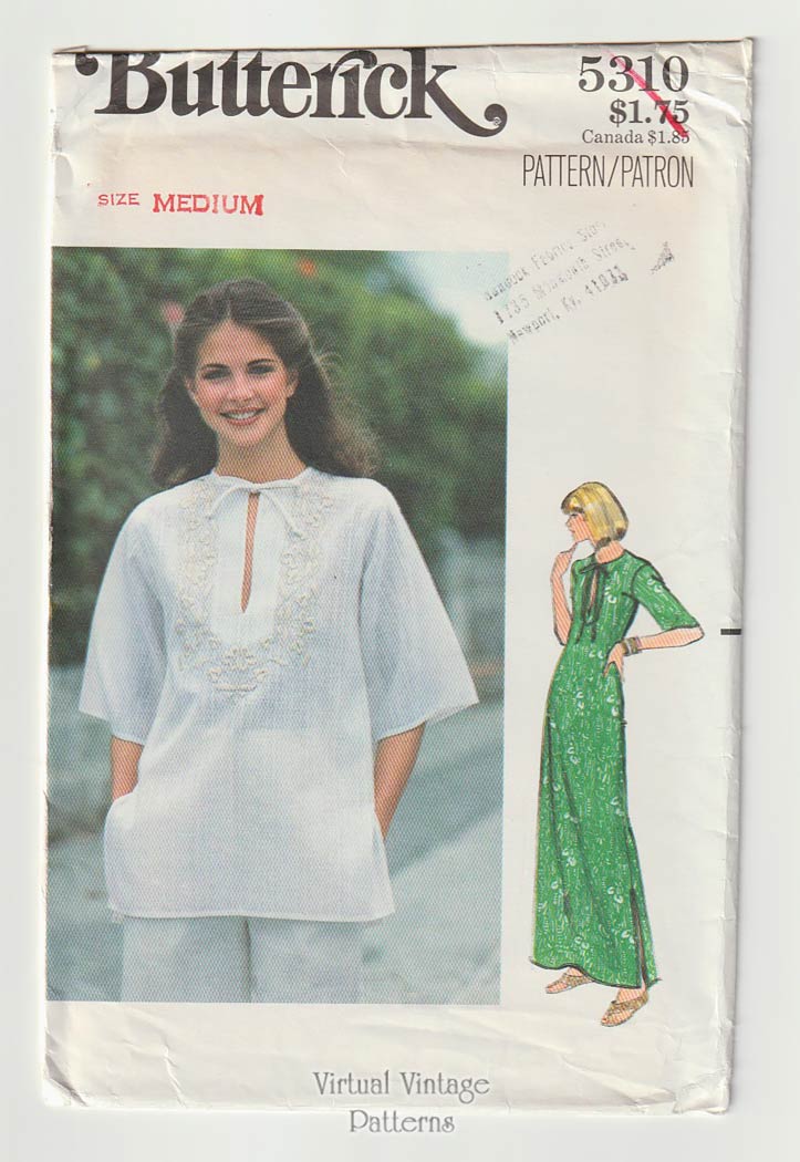 Tunic & Caftan Dress Sewing Pattern, Butterick 5310